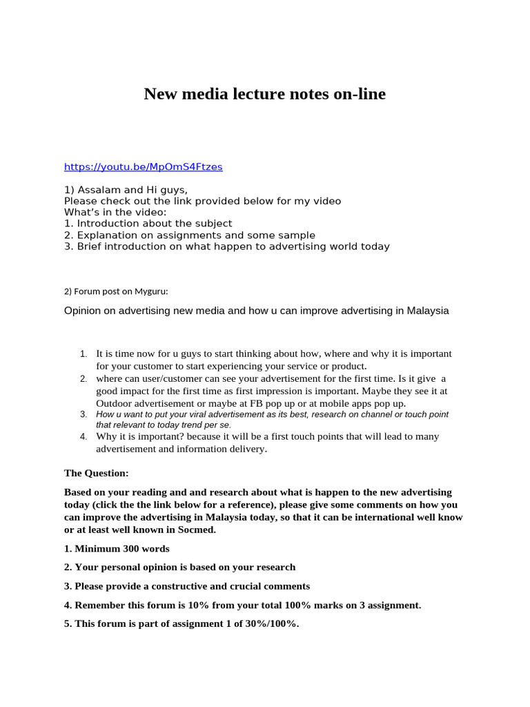 Lecture Notes For New Media Advertising | PDF | Customer Experience ...