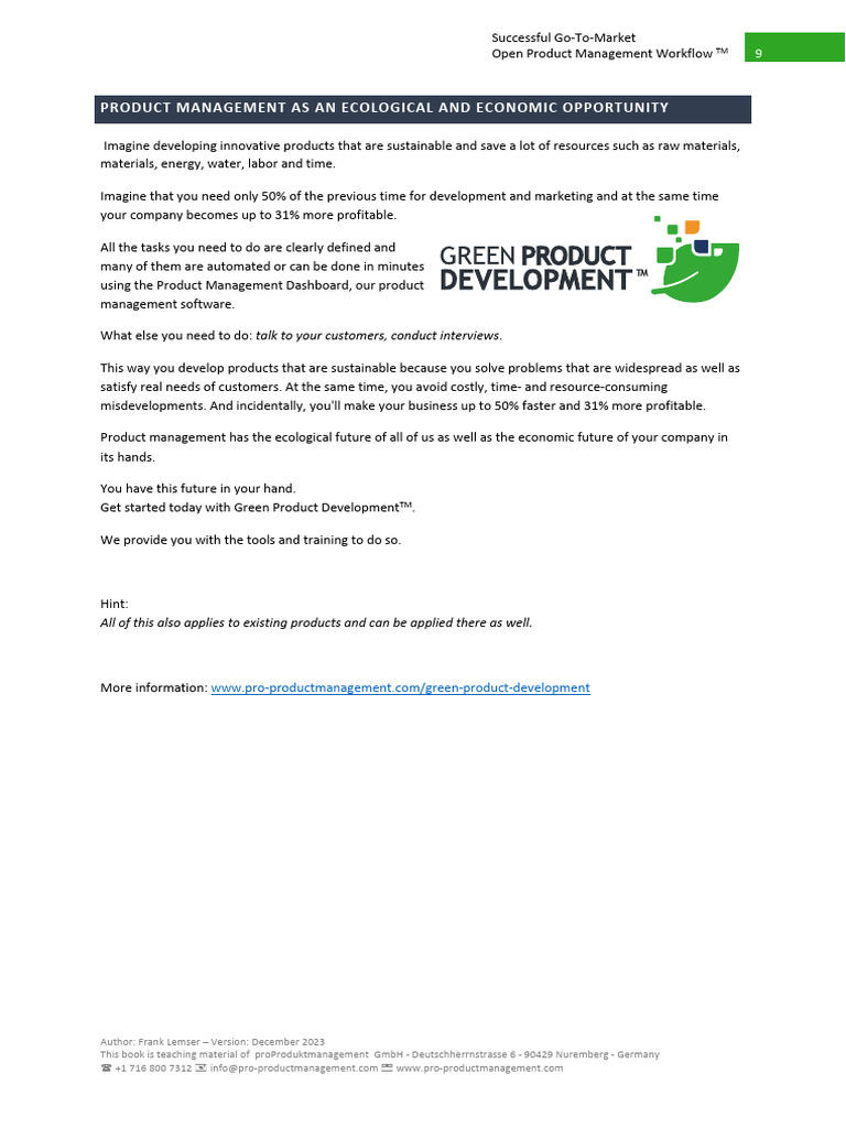 Successfull Go To Market Book Open Product Management Workflow Pages 2 | PDF | Enterprise ...