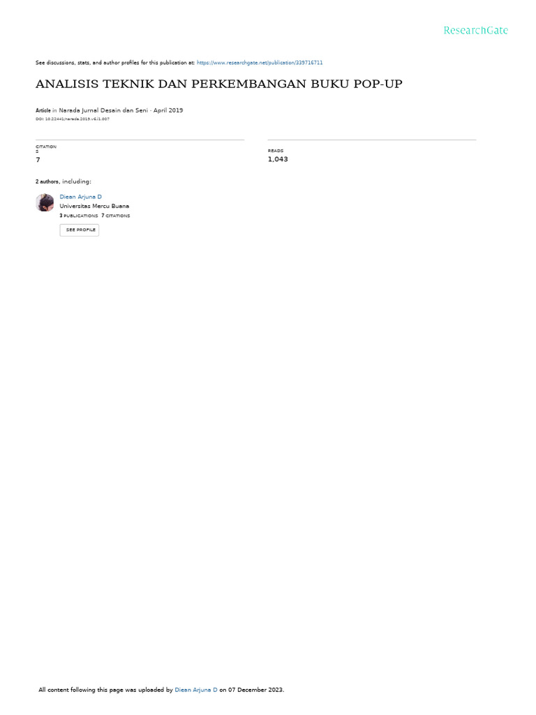 Analisis Teknik Dan Perkembangan Buku Pop-Up | PDF