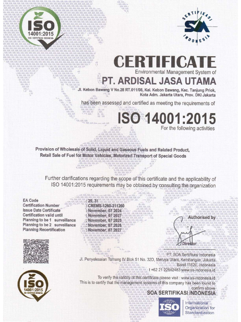 Iso 14001 - PT Ardisal Jasa Utama | PDF