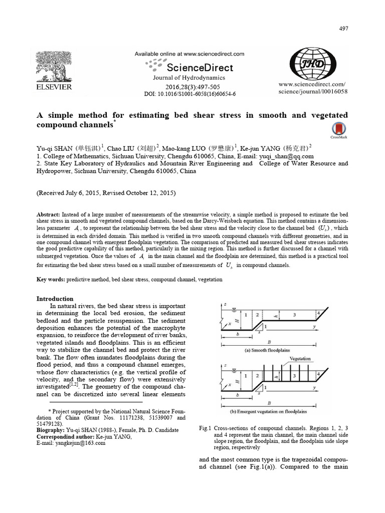 A Simple Method for Estimating Bed Shear Stress in Smooth and Vegetated ...