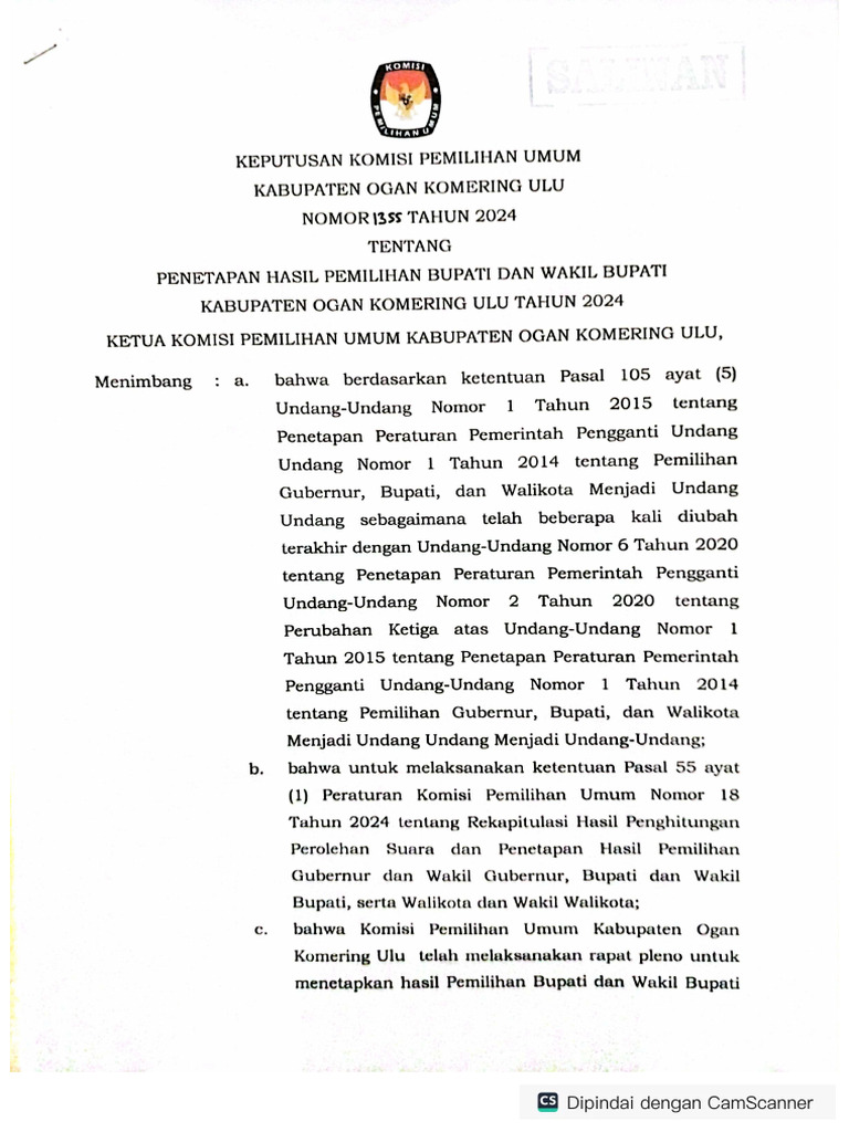 Surat Keputusan KPU | PDF