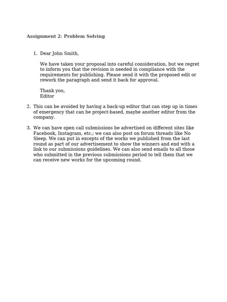 Problem Solving Audition | PDF