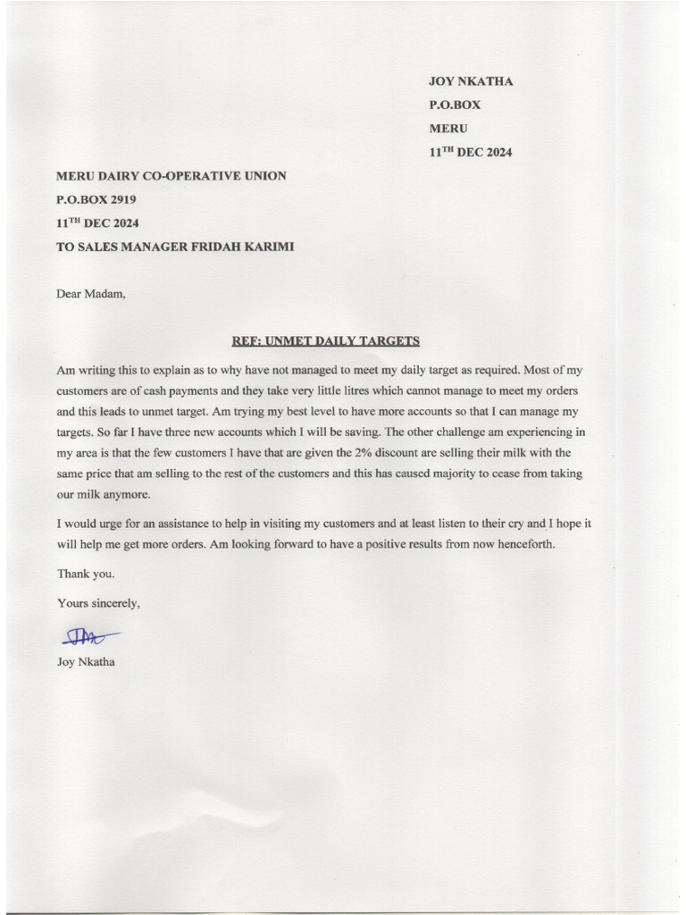 Joy Nkatha Letter | PDF