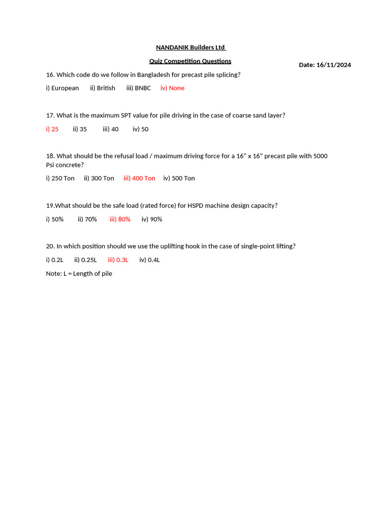 Quiz Questions - Answer | PDF