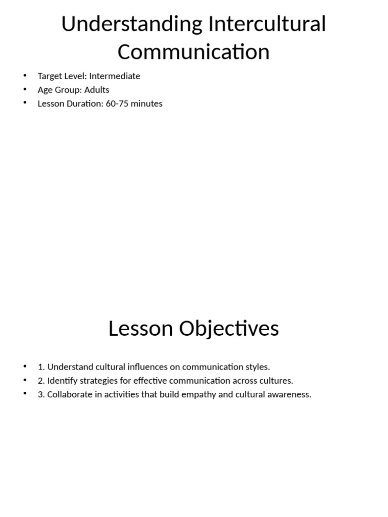 Understanding Intercultural Communication Lesson Plan-1 | PDF ...