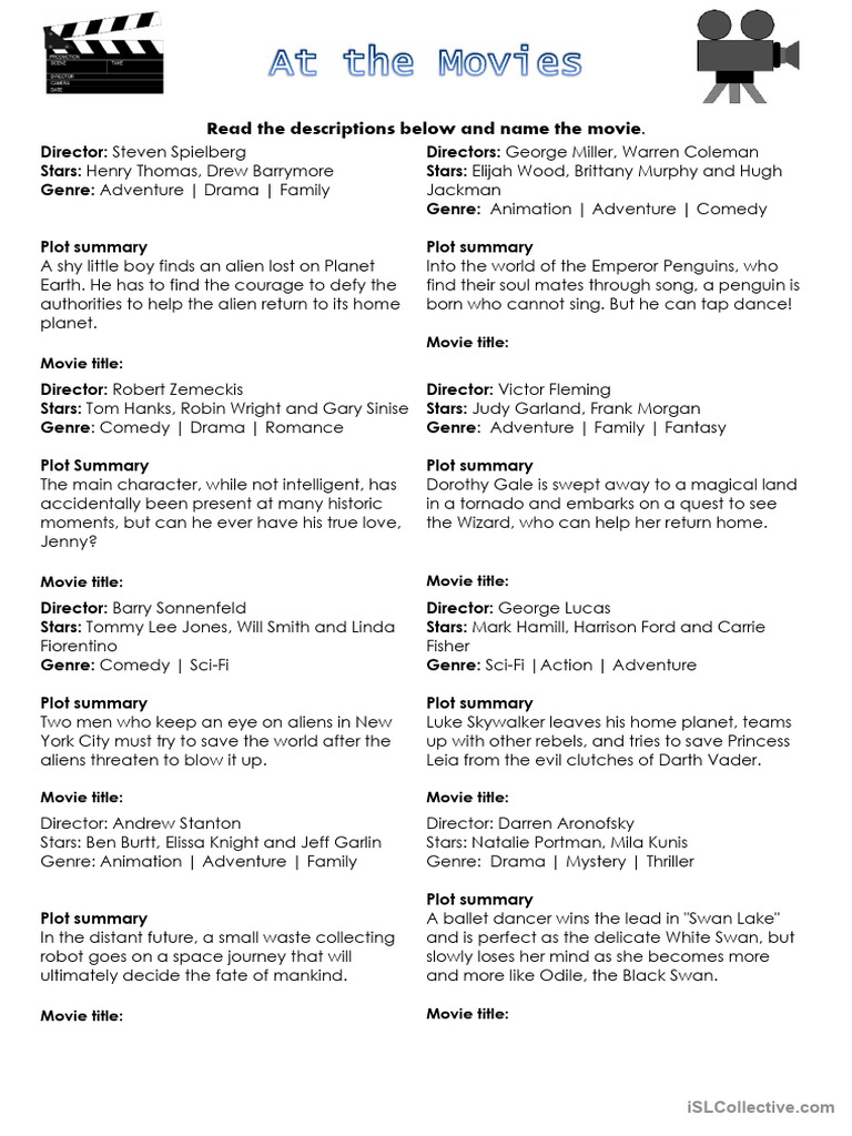Movies Worksheet | PDF