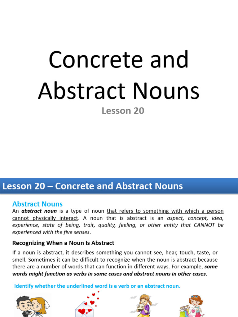lesson_20_-_concrete_and_abstract_nouns | PDF | Noun | Abstraction
