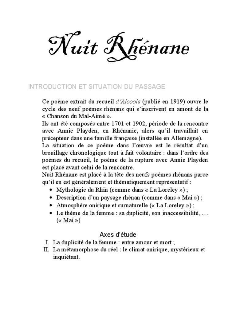 Nuit Rhénane | PDF | Poésie