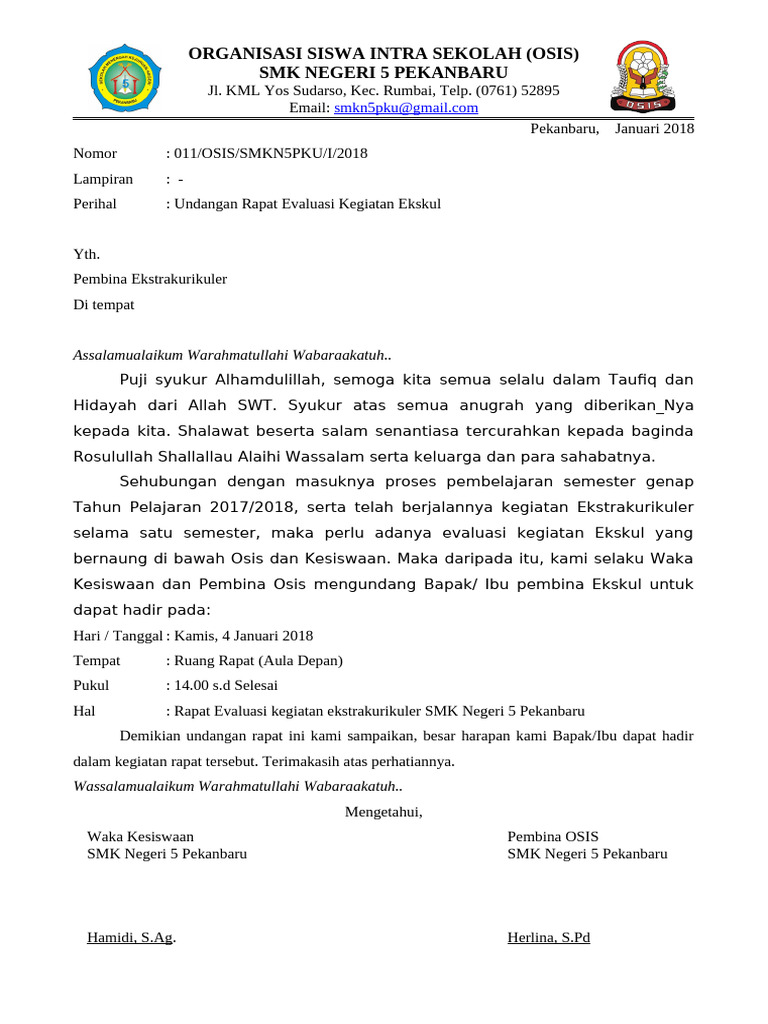 Undangan Rapat Osis | PDF