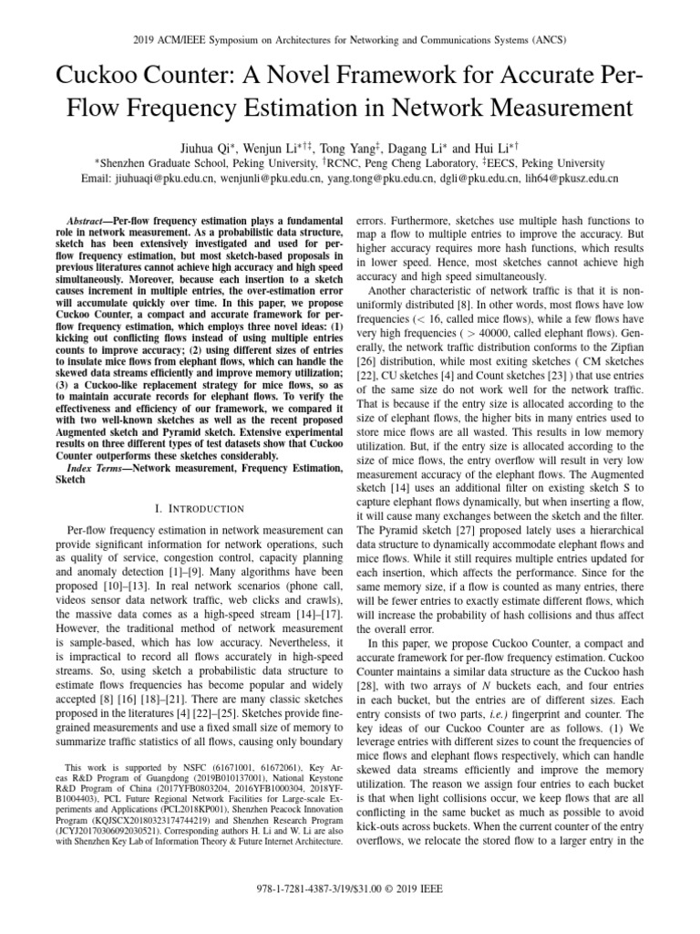 2019-Cuckoo Counter - A Novel Framework For Accurate Per-Flow Frequency ...