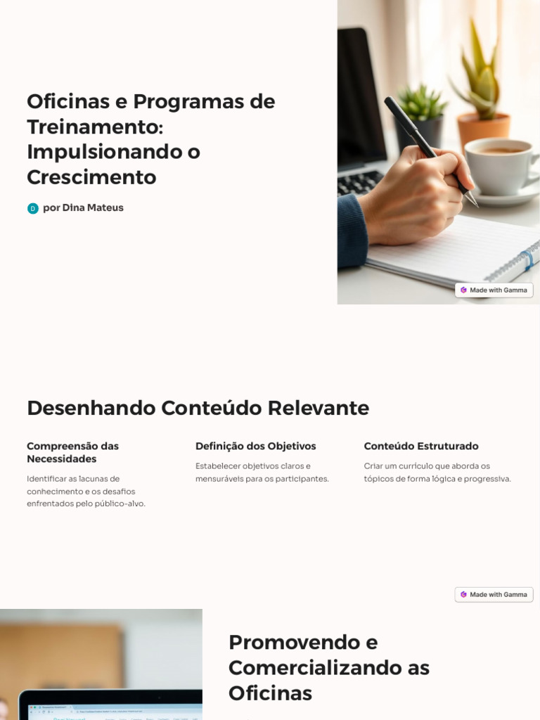Oficinas e Programas de Treinamento Impulsionando o Crescimento | PDF