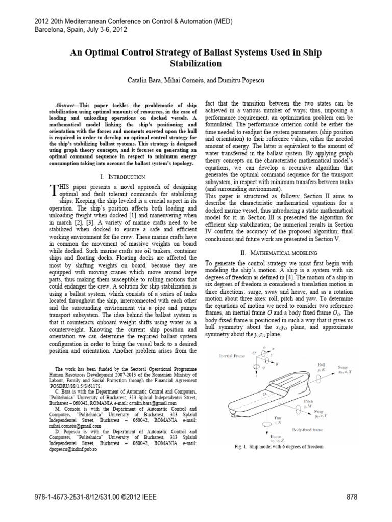 An_optimal_control_strategy_of_ballast_systems_used_in_ship_stabilization | PDF | Velocity ...