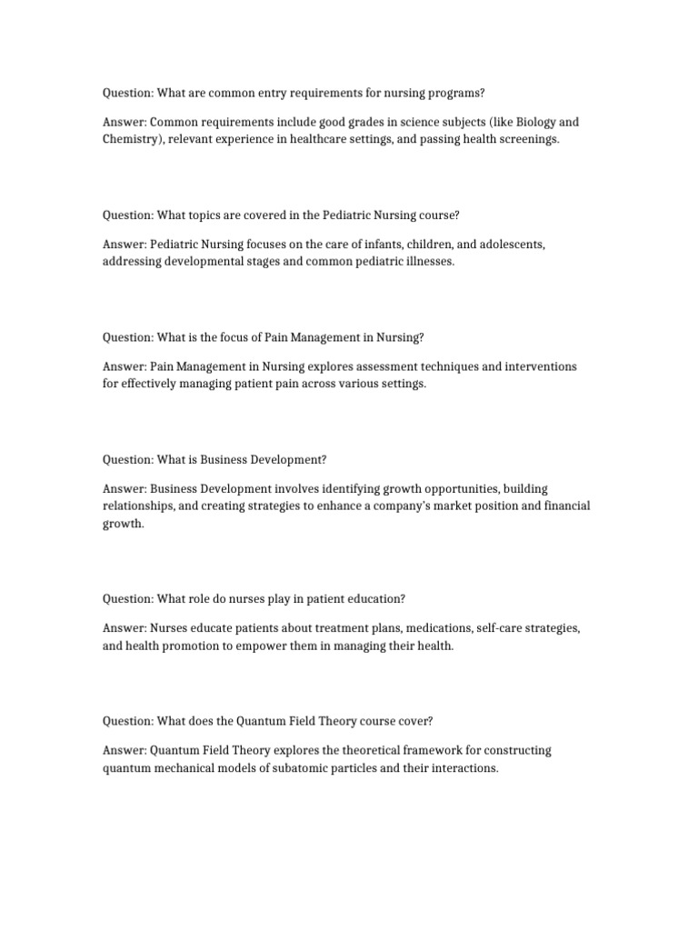 Nursing Program Entry Requirements | PDF