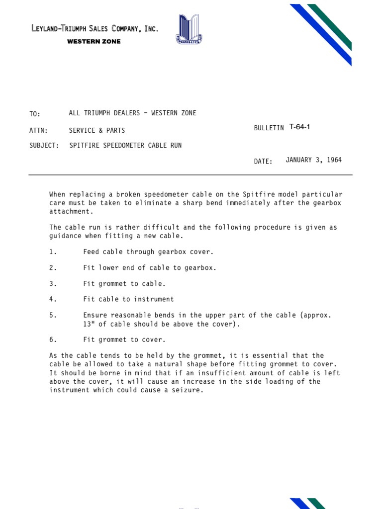 Triumph Spitfire Service Bulletins | PDF