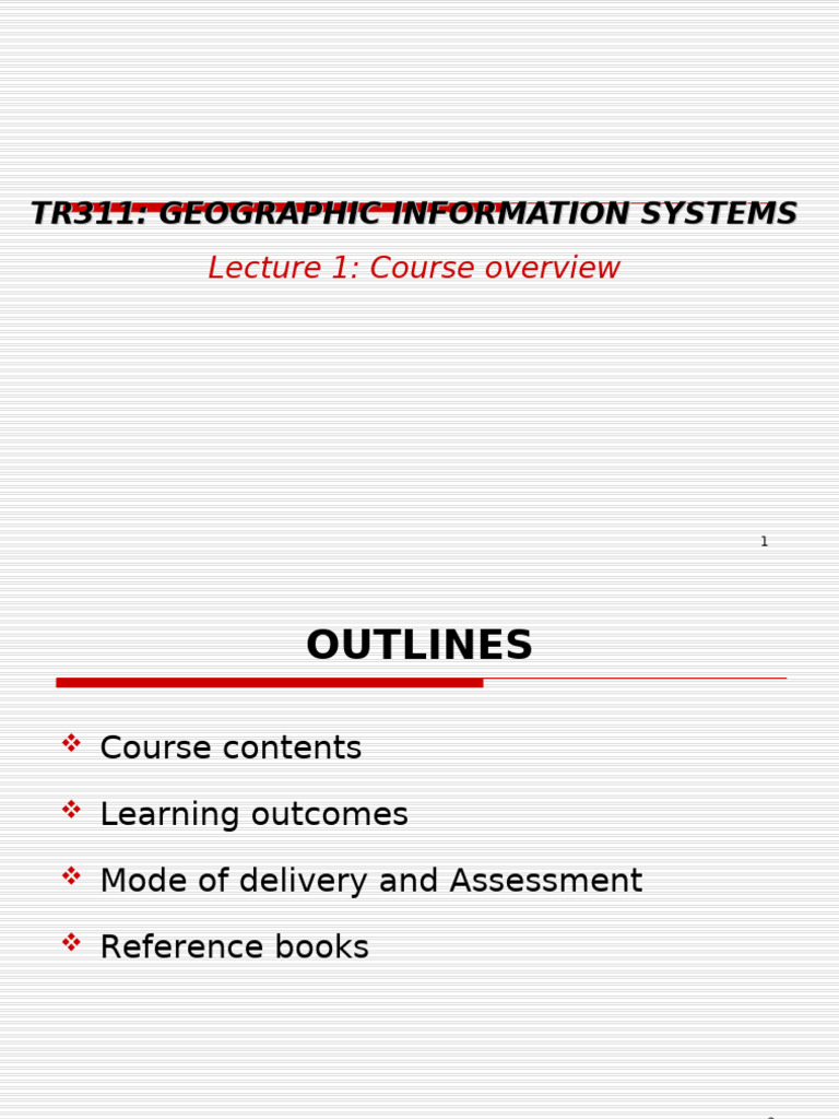 Lecture 1 GIS Course Overview | PDF Lecture 1 GIS Course Overview | PDF