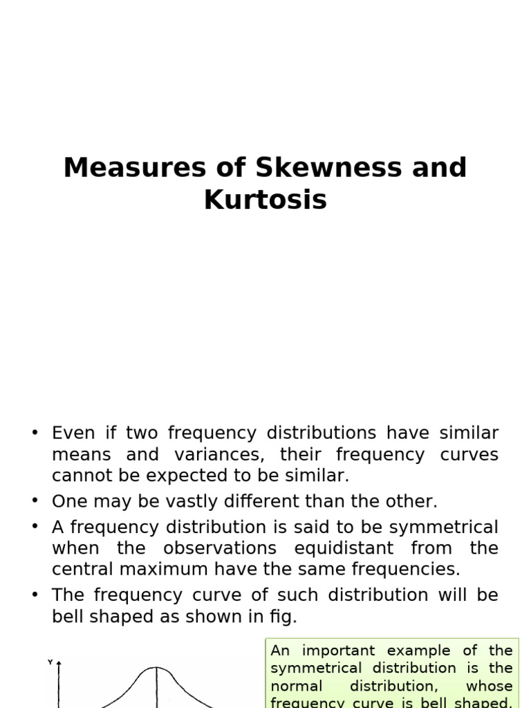 Measures of Skewness and Kurtosis | PDF | Skewness | Sampling (Statistics)