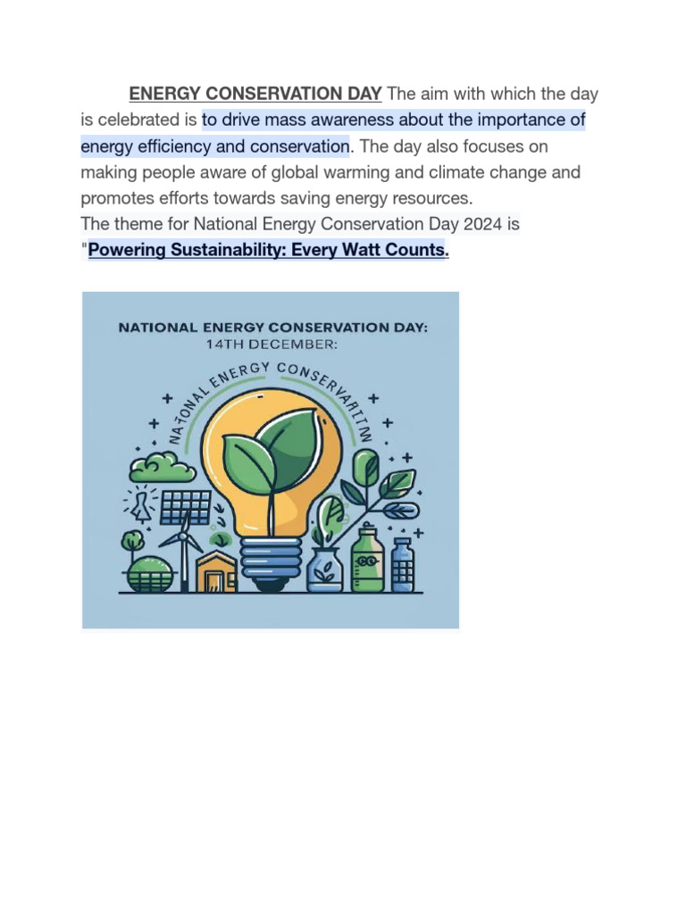 National Energy Conservation Day 2024 | PDF