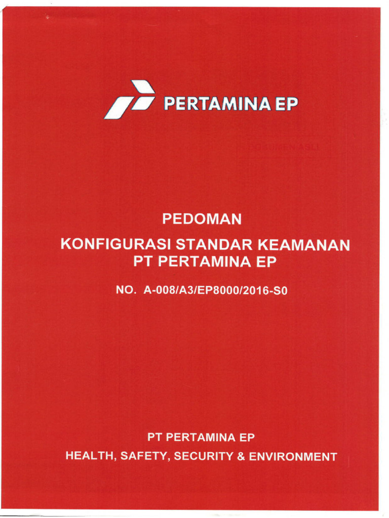 A-008 Pedoman Konfirgurasi Standar Keamanan PT. Pertamina EP | PDF