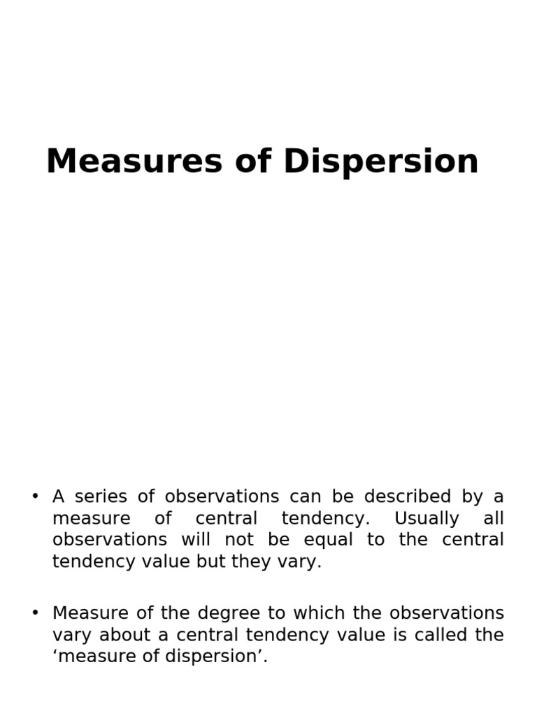 Measures of Dispersion | PDF | Mean | Standard Deviation