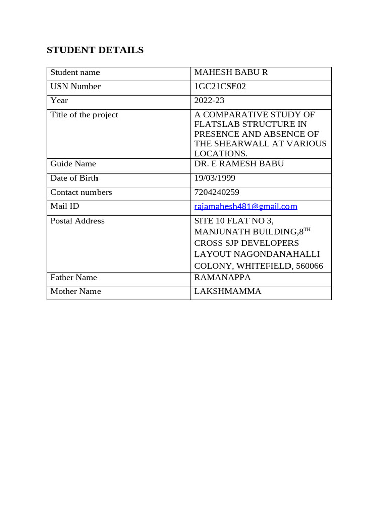 Student Details | PDF