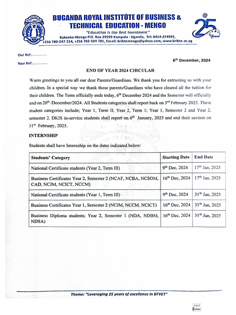 End of Year Circular | PDF