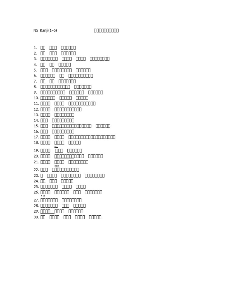 N5 Kanji | PDF