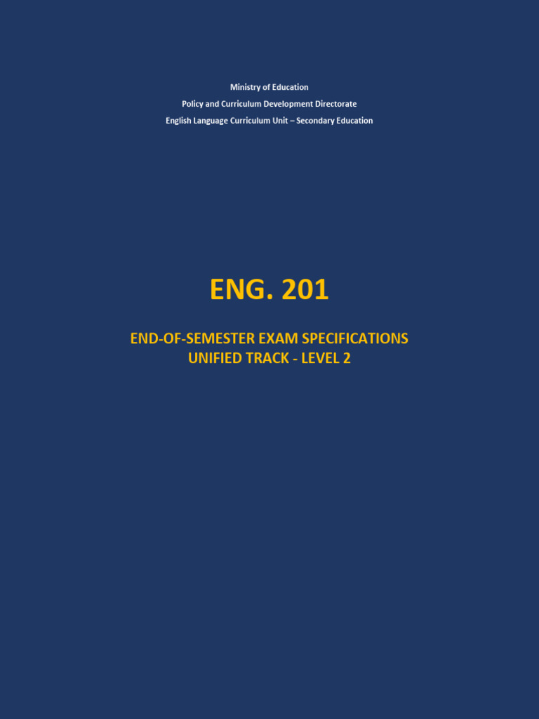 ENG 201 End of Semester Exam Specifications | PDF | Vocabulary ...