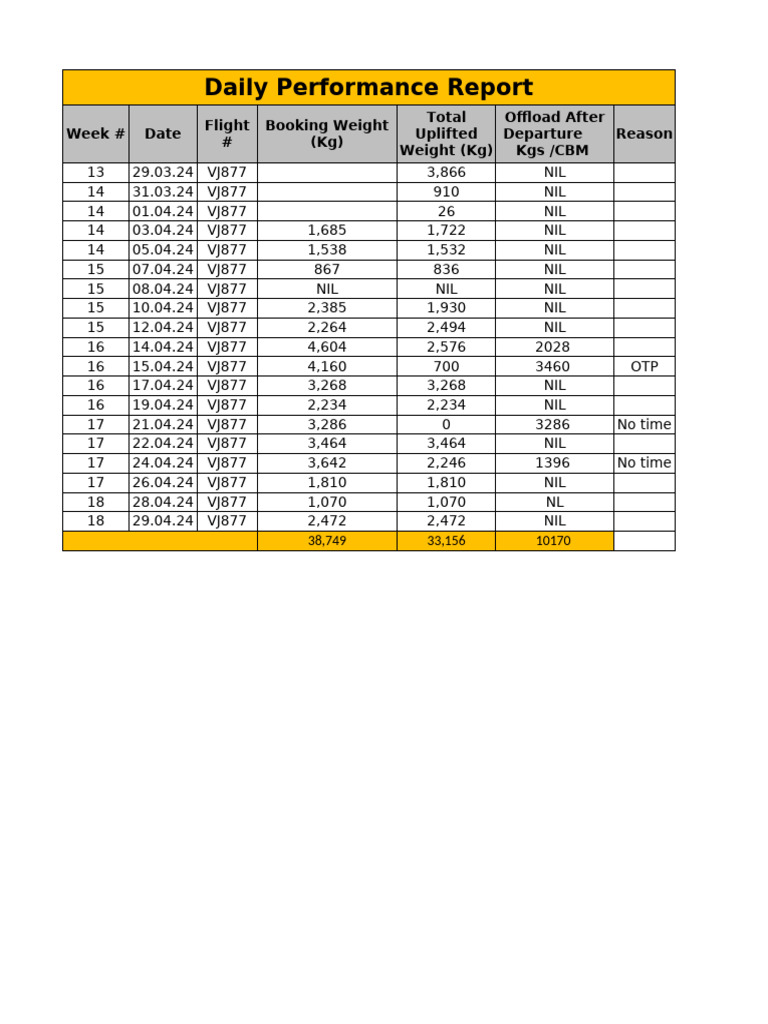 Daily Performance Report 2024 | PDF | International System Of Units ...