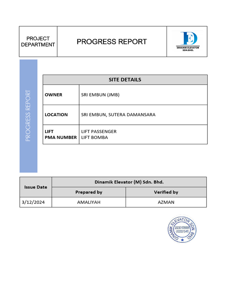 Progress Report Sri Embun | PDF