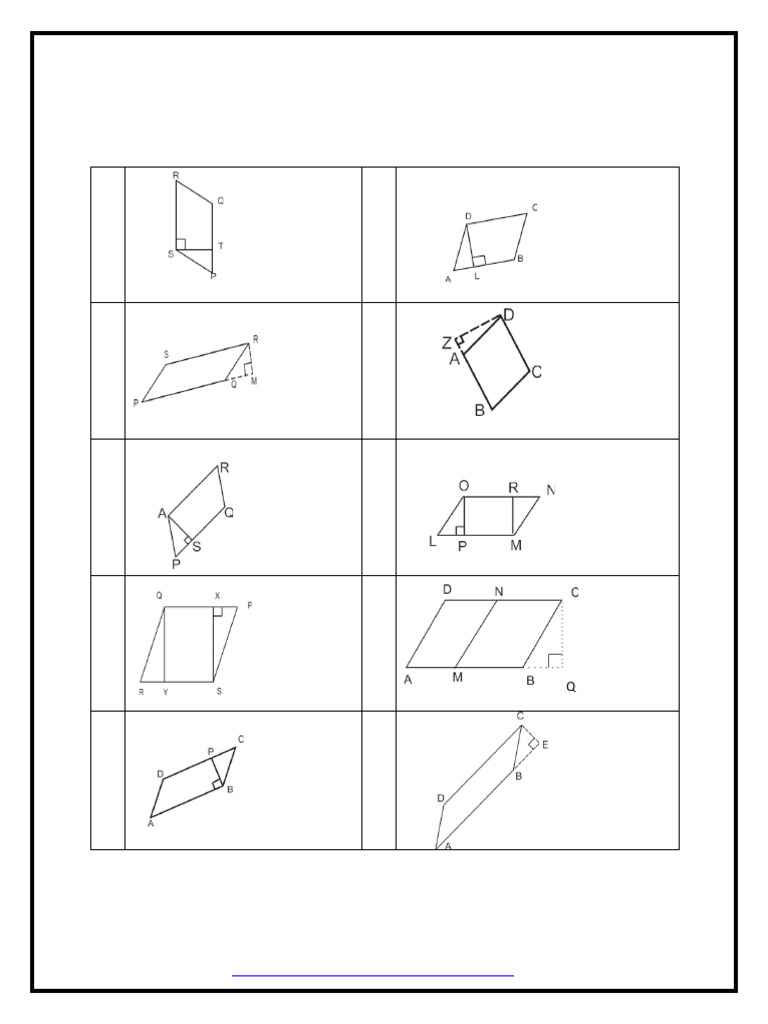 Area of Parallelogram Practice Worksheets | PDF
