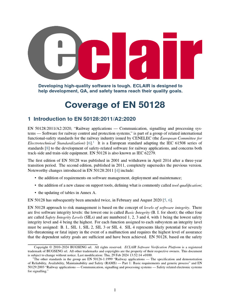 Eclair En50128 | PDF | C++ | Software Testing