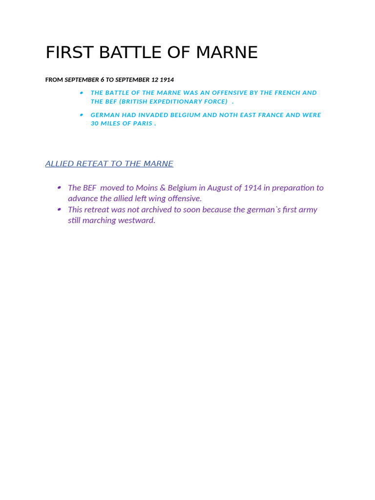 First Battle of Marne | PDF
