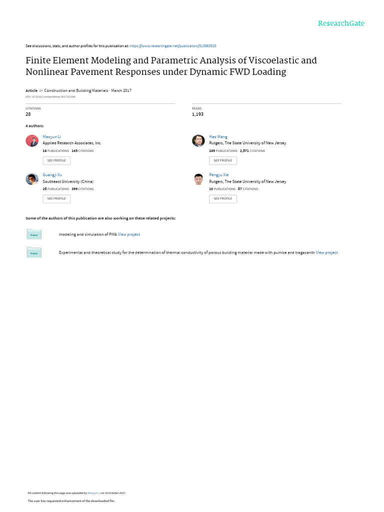 Finite Element Modeling And Parametric Analysis Of Viscoelastic And