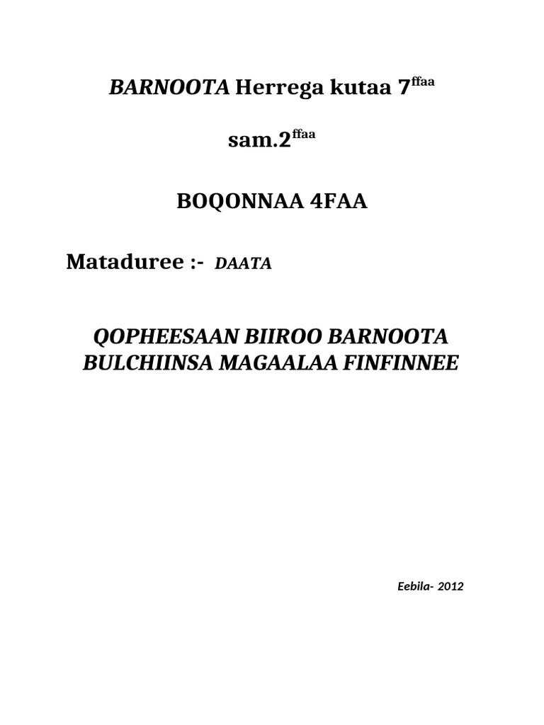 BARNOOTA Herrega Kutaa 7ffaa Sam.2ffaa | PDF