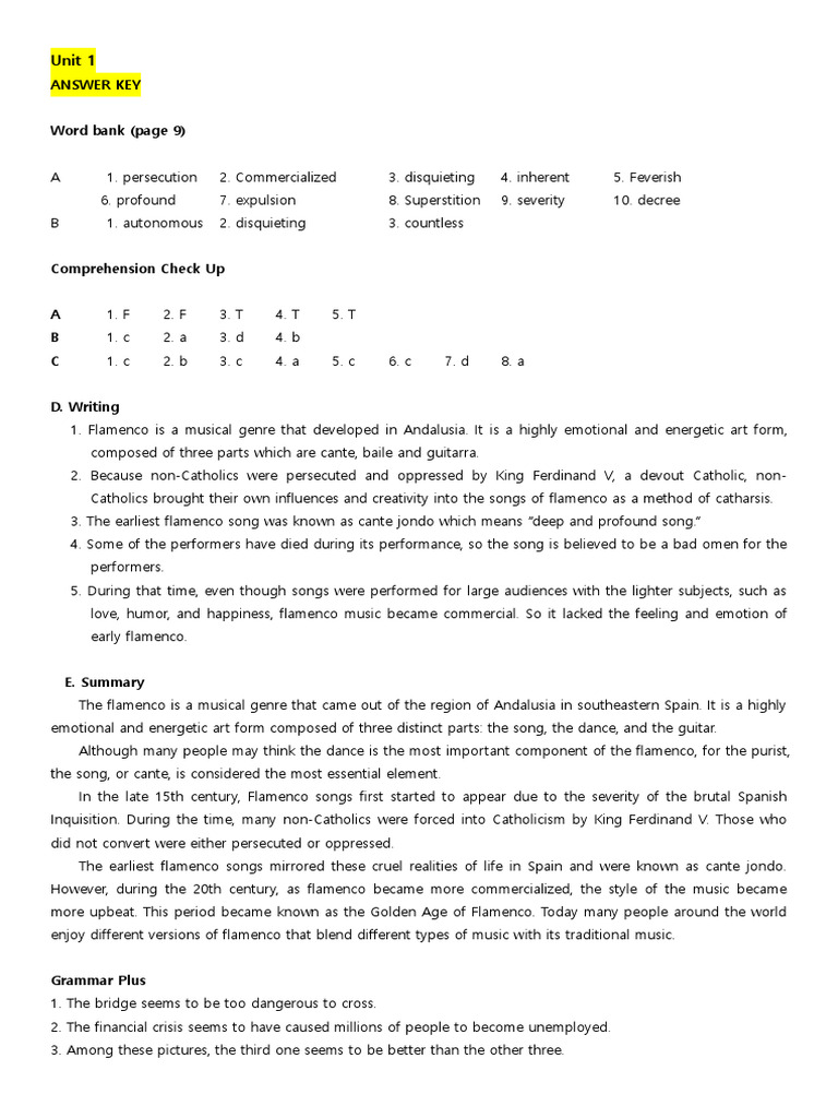 Intensive Reading 3 Answer Key | PDF | Plato | Acupuncture