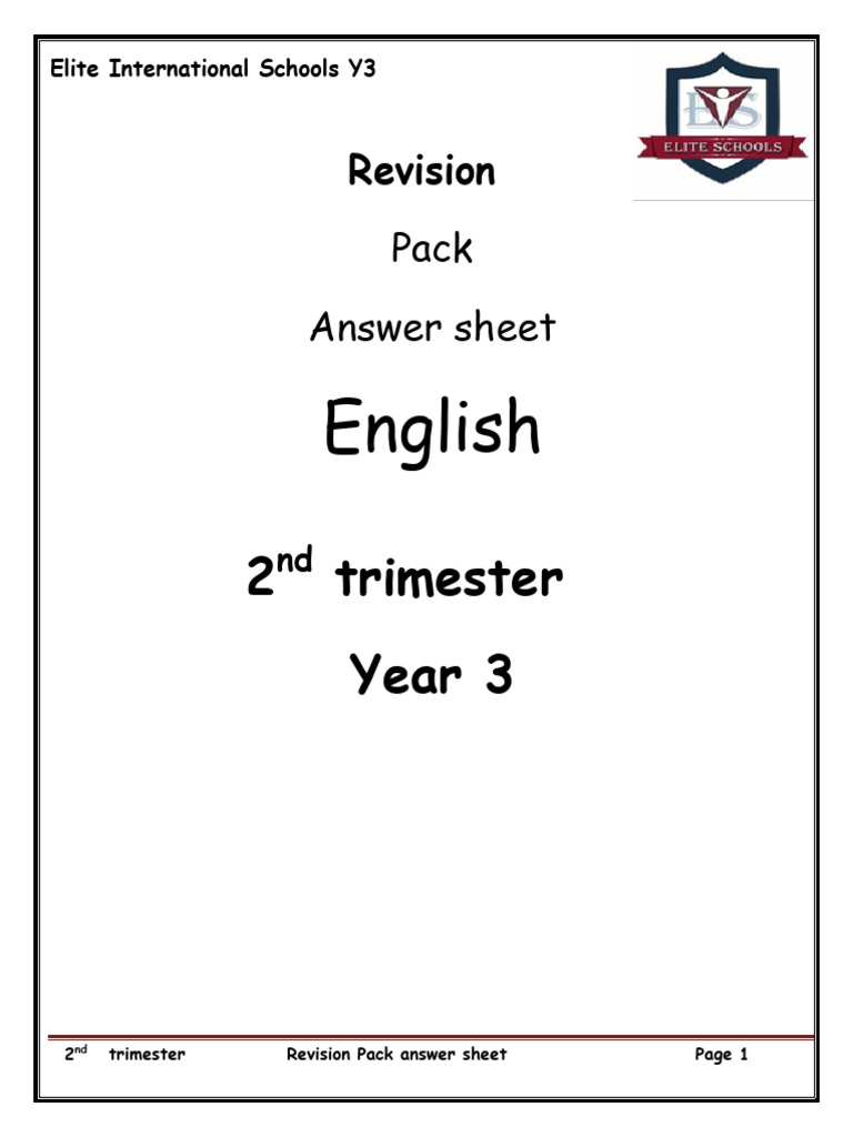 Year 3 English Revision Pack Answers | PDF | Semantic Units | Language ...