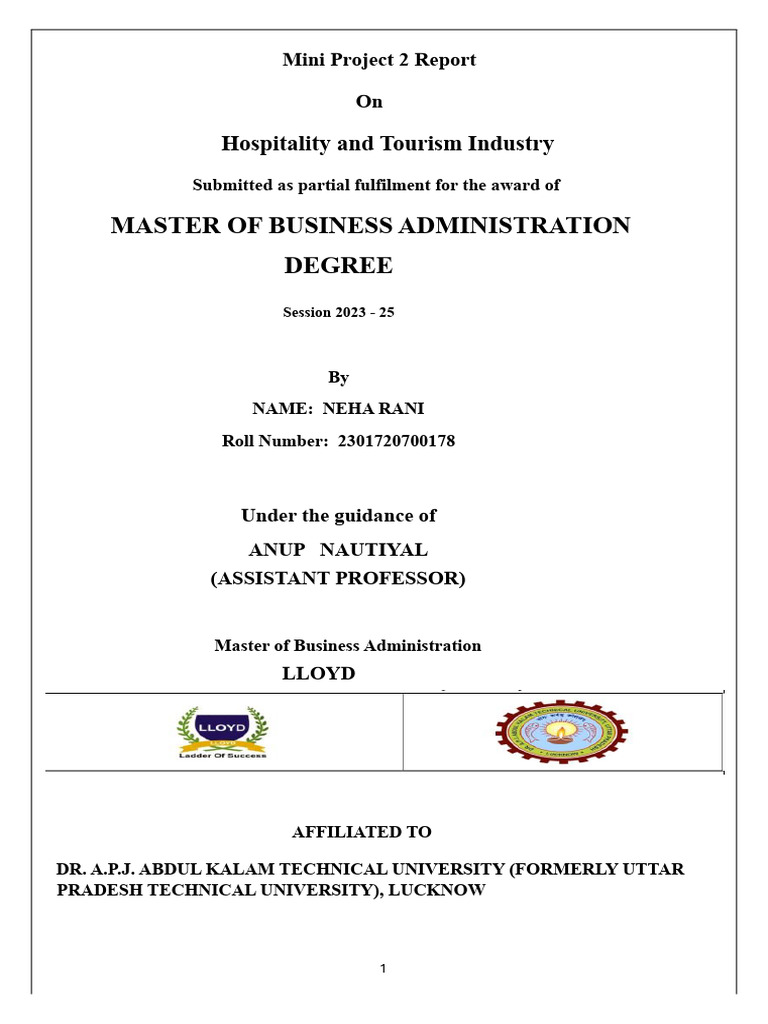 Neha Mini Project 2nd 2 | PDF | Tourism | Hotel