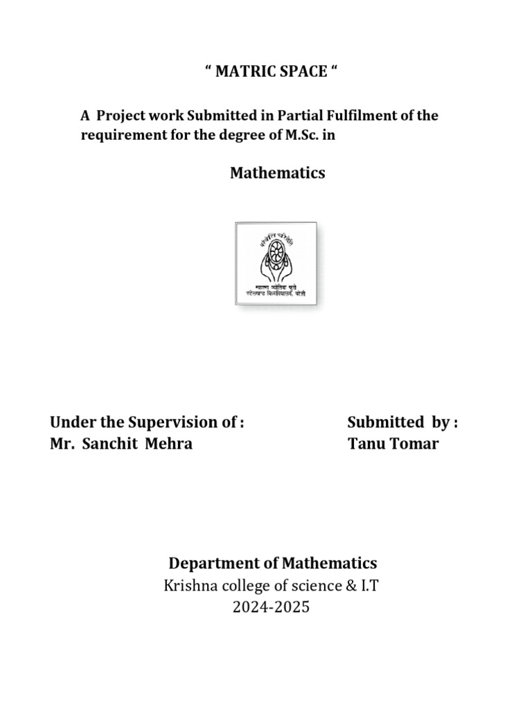 Matric Space | PDF | Norm (Mathematics) | Linear Subspace