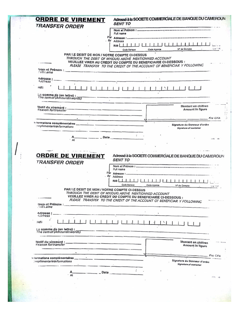 ORDRE DE VIREMENT IMPÔTS | PDF