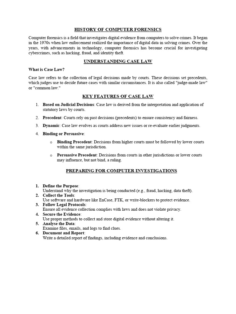 Computer Forensics and Case Law Overview | PDF