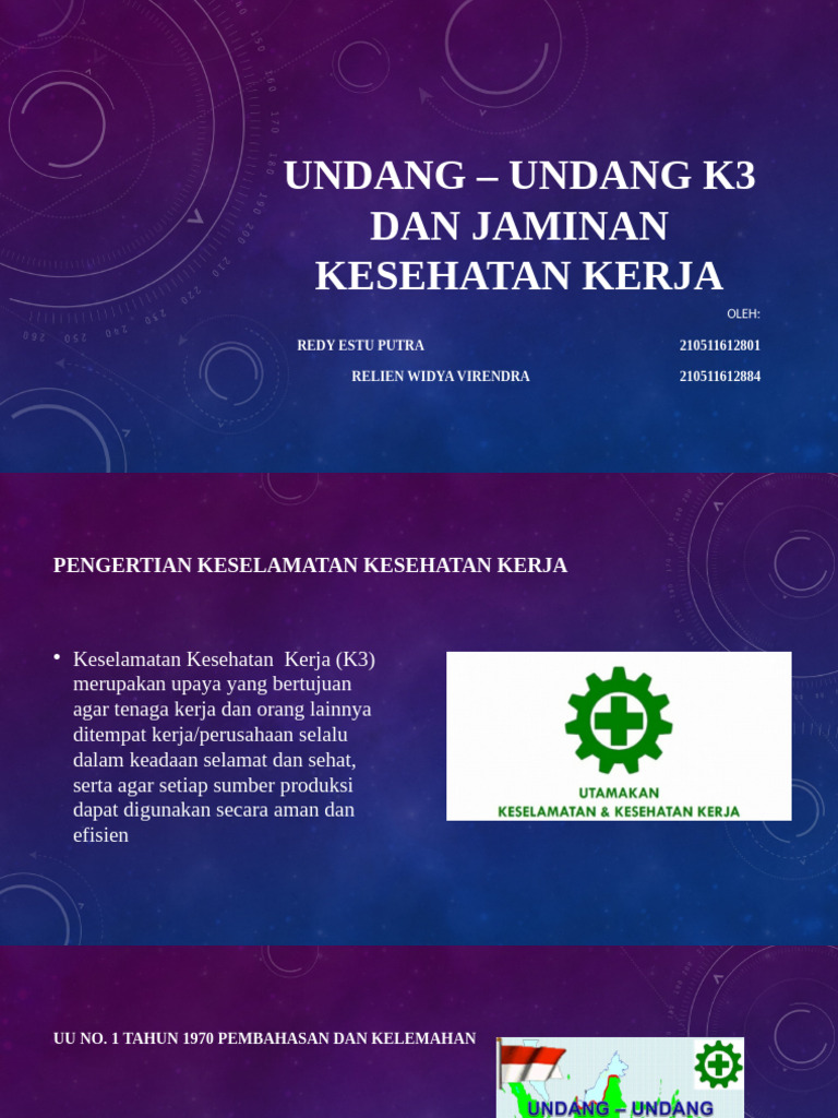 UNDANG – UNDANG K3 DAN JAMINAN KESEHATAN KERJA (RELIEN) | PDF