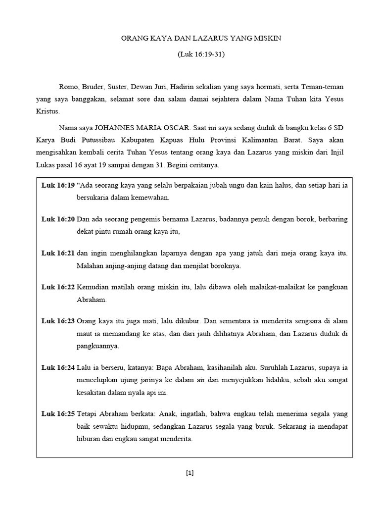 Pesan Moral dari Kisah Lazarus | PDF