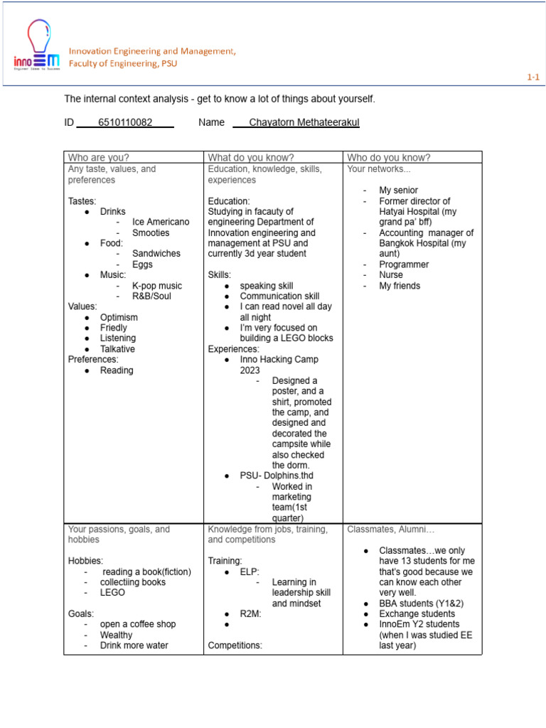 Personal Context Analysis Overview | PDF