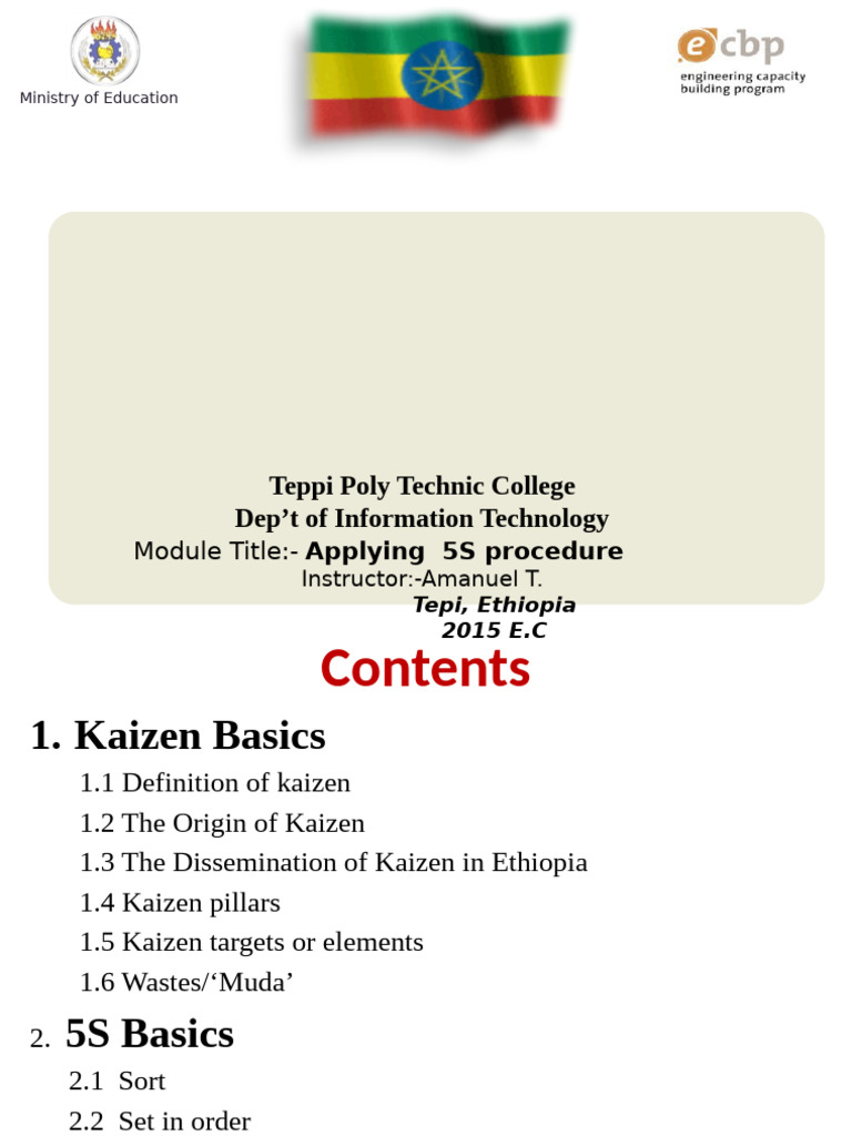 5S Procedure and Kaizen Basics Guide | PDF | Production And ...