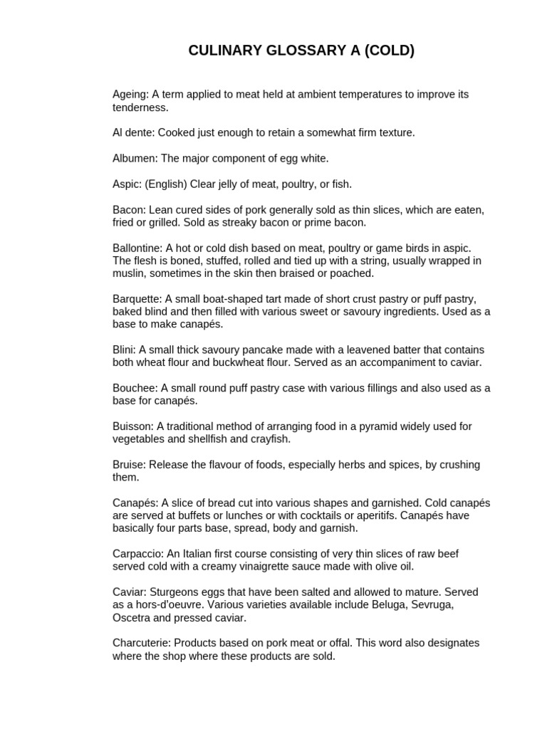 Kop CK 02.1 Ho Culinary Glossary A (C) | PDF