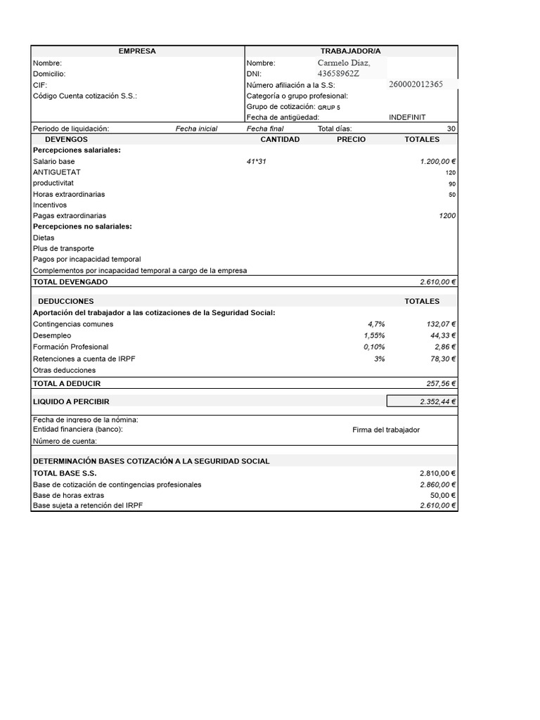 Nòmina 2 | PDF | Las condiciones de trabajo | Business