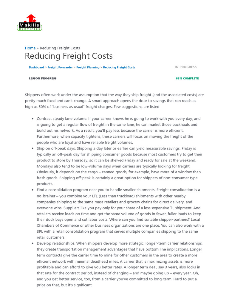 Reducing Freight Costs – | PDF | Cargo | Economies