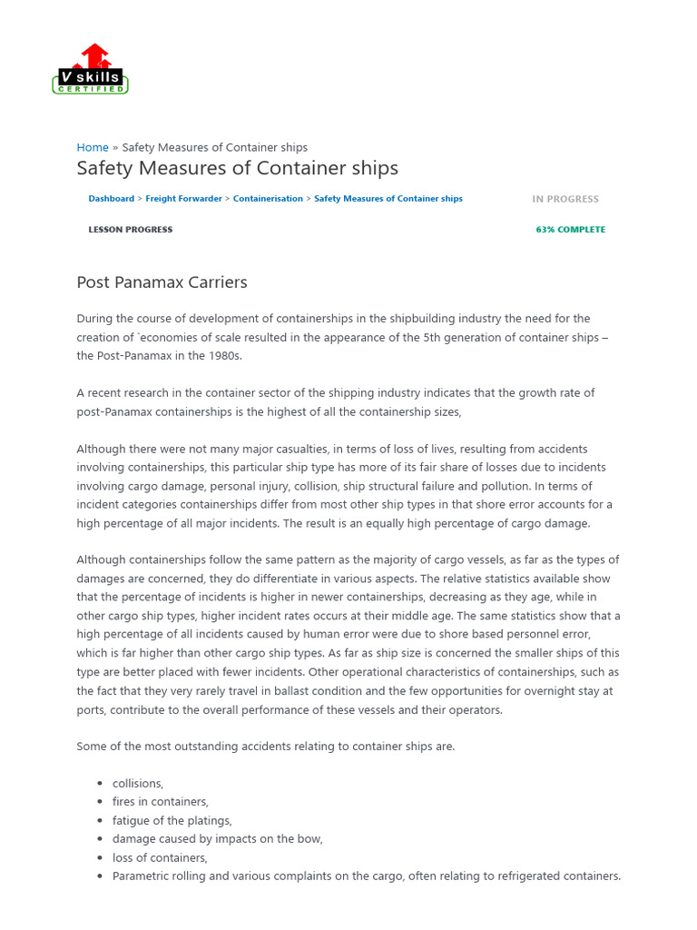 Safety Measures of Container Ships | PDF | Risk | Ships