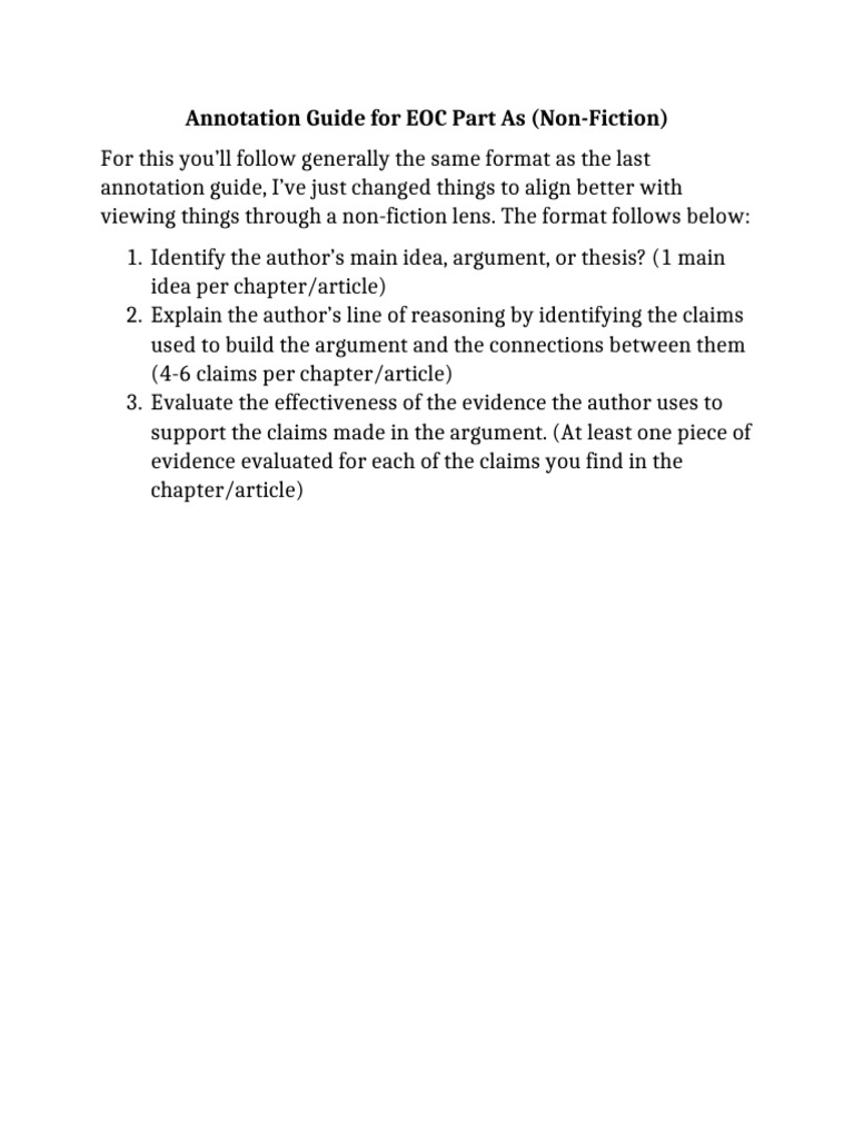 EOC Part a Annotation Guide - Updated 2 | PDF